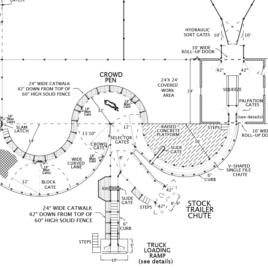 Cattle Pen Drawings | View Humane Cattle Pens and Corrals